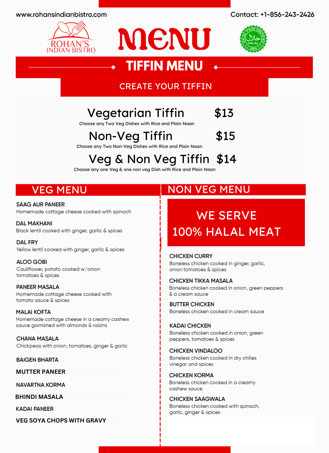 TIFFIN MENU - rohansindianbistro.com